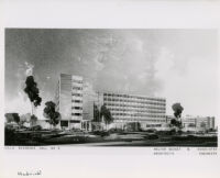 Architectual rendering of UCLA fourth residential hall, Hedrick Hall - UCLA Library Digital ...